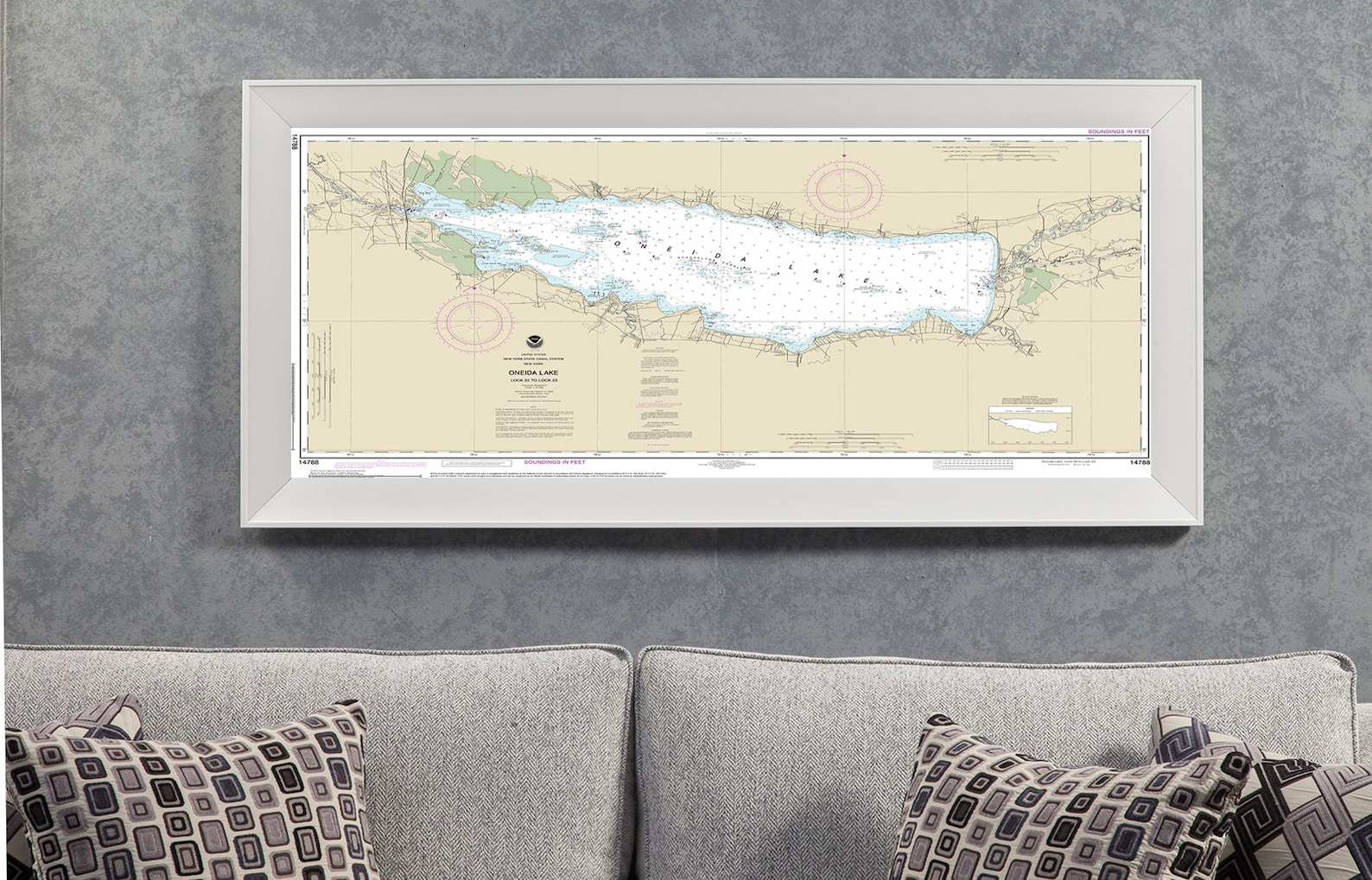 Oneida Lake Nautical Chart • NOAA 14788 • Lock 22 to Lock 23 • Upstate ...