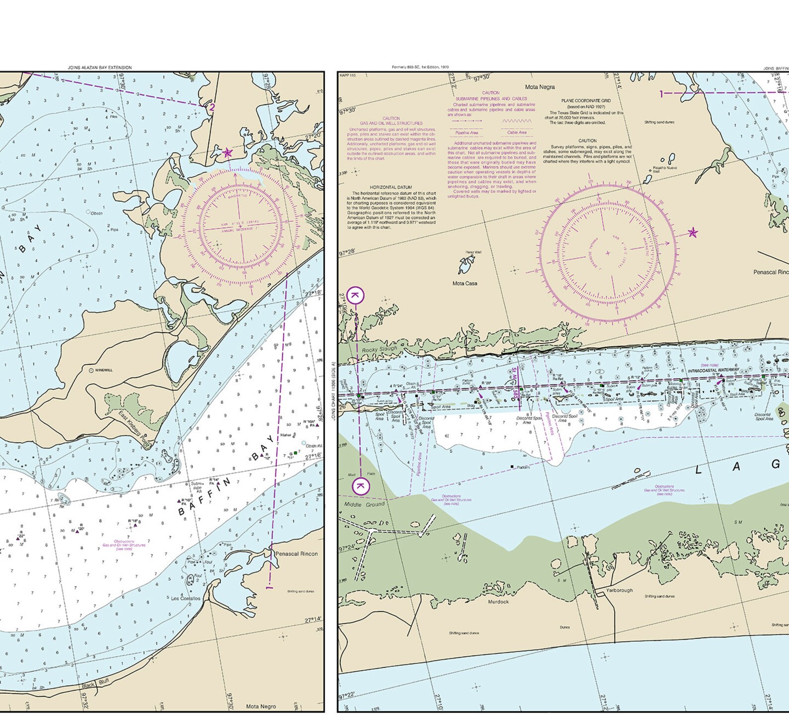 Nautical Charts of Redfish Bay to Middle Ground Including | Etsy