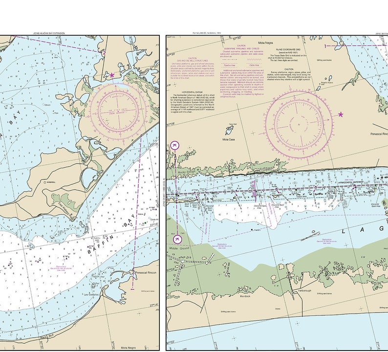 Nautical Charts of Redfish Bay to Middle Ground Including - Etsy