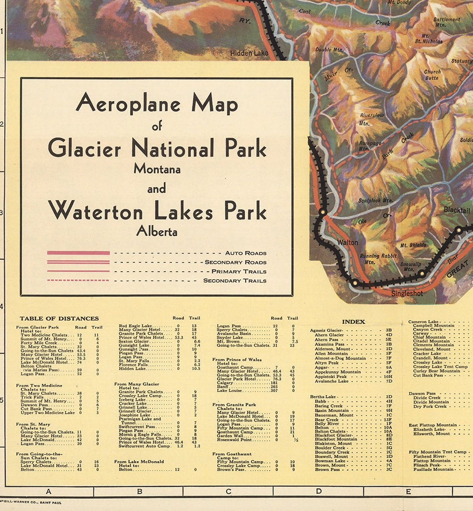 Pictorial Map of Great Northern Railway Glacier National - Etsy