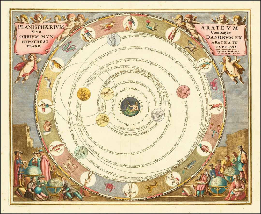 Celestial Chart by Andreas Cellarius - 1660 Chart the Greek Astronomer ...