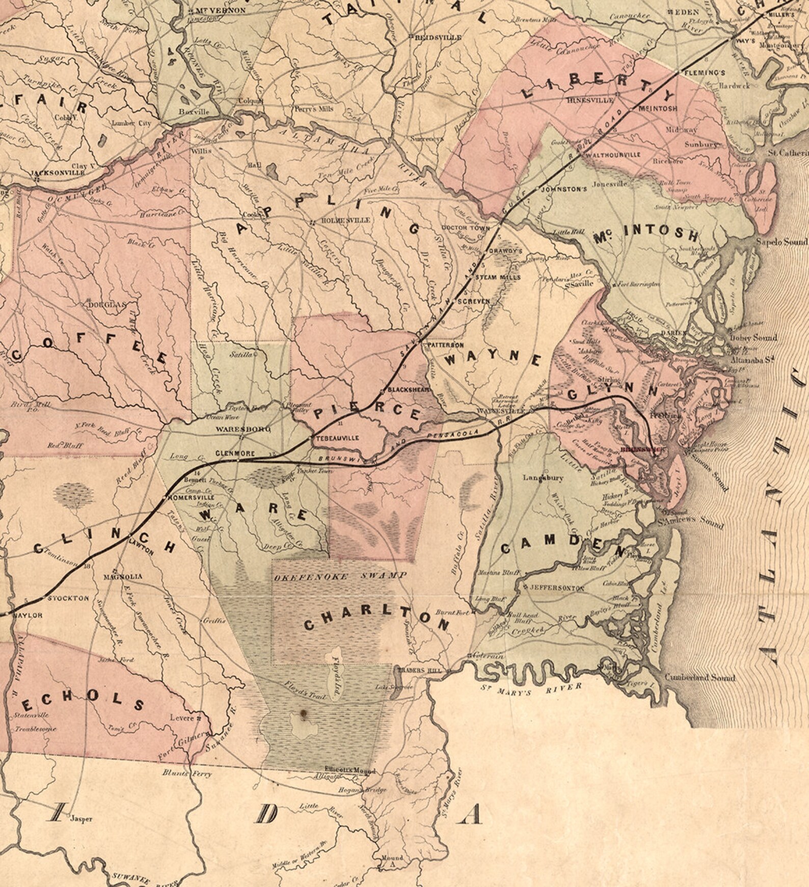 Map of State of Georgia. 1864 Vintage Restoration Hardware - Etsy