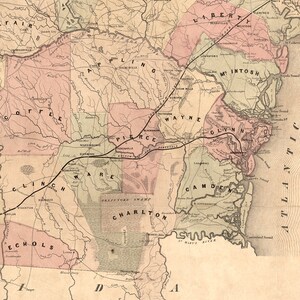Map of State of Georgia. 1864 Vintage Restoration Hardware Home Deco ...