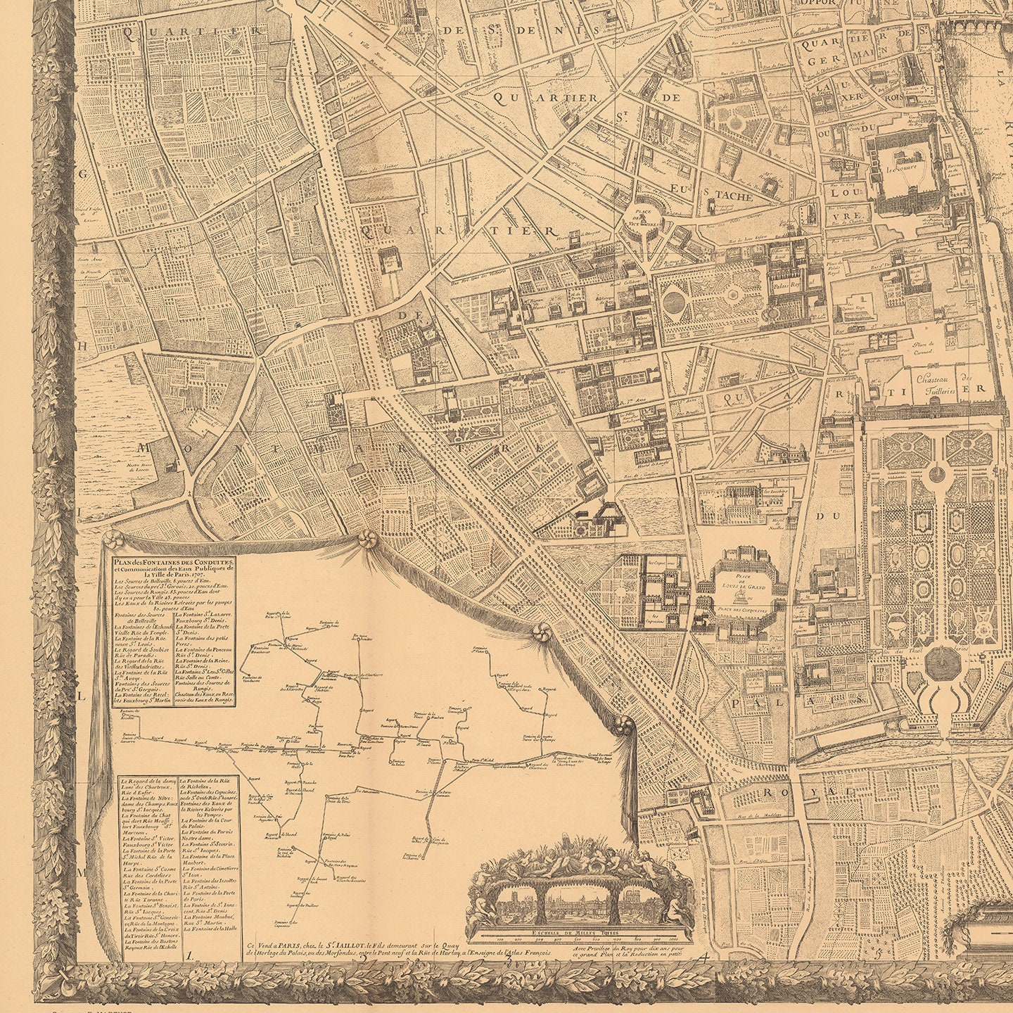 Plan De Paris. France 1710. Home Deco Style Old Wall Map. - Etsy