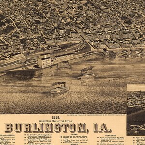 Burlington, Des Moines County, Iowa, IA. 1889. Vintage Restoration ...