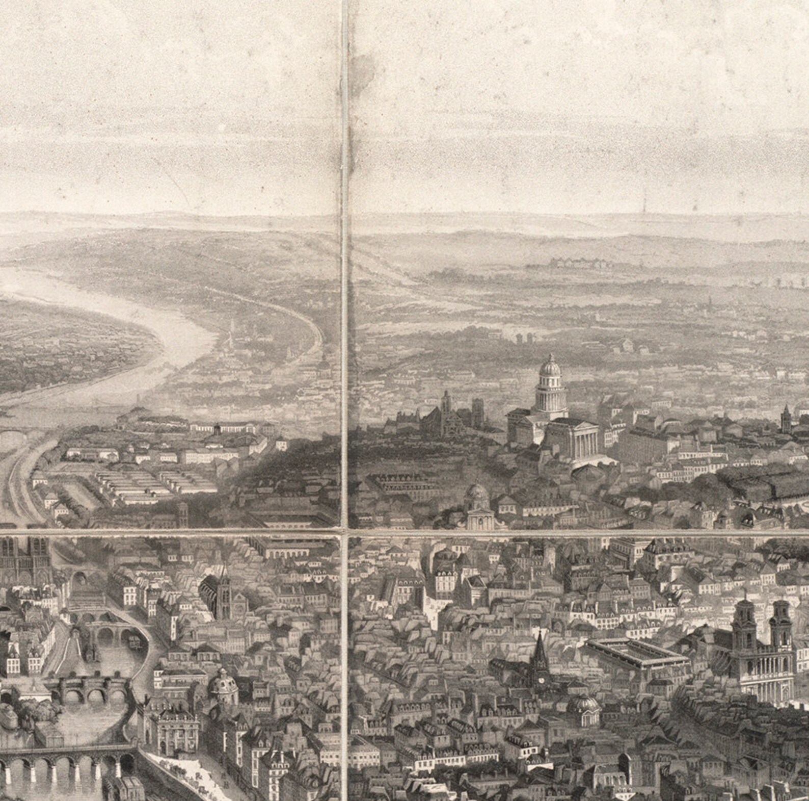 Map of Paris, France, 1860. Restoration Hardware Home Deco Style Old ...