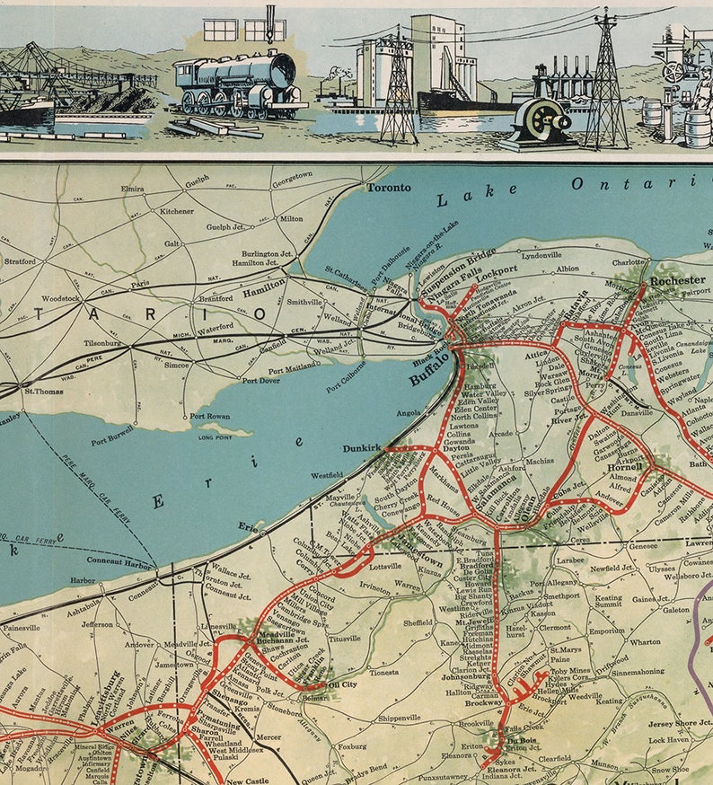 Map of the Erie Railroad Railroad and Its Principal | Etsy