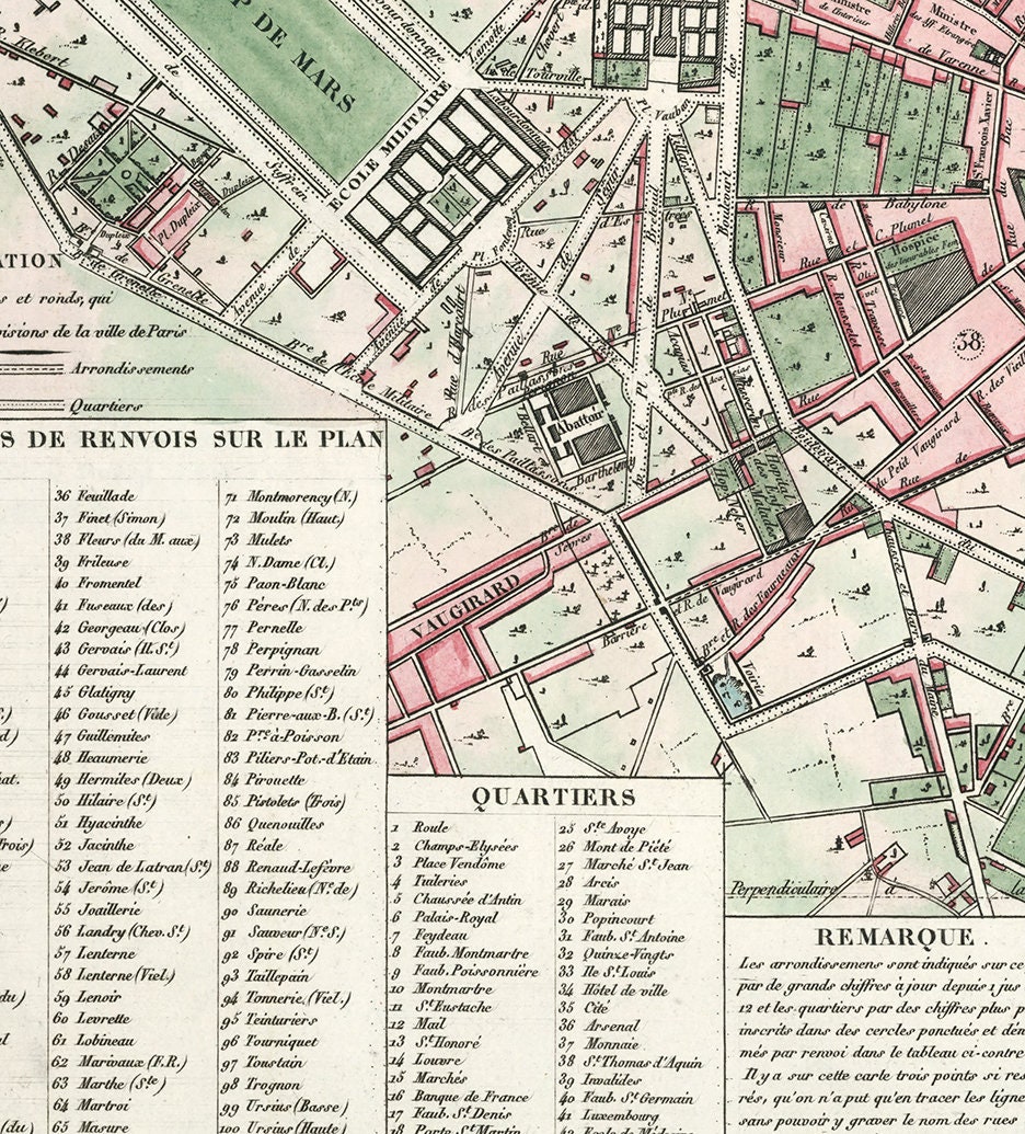Map of Paris France 1821. Restoration Hardware Home Deco | Etsy