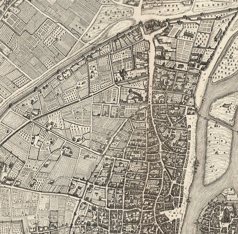 Map of Paris France 1380. Restoration Hardware Home Deco | Etsy
