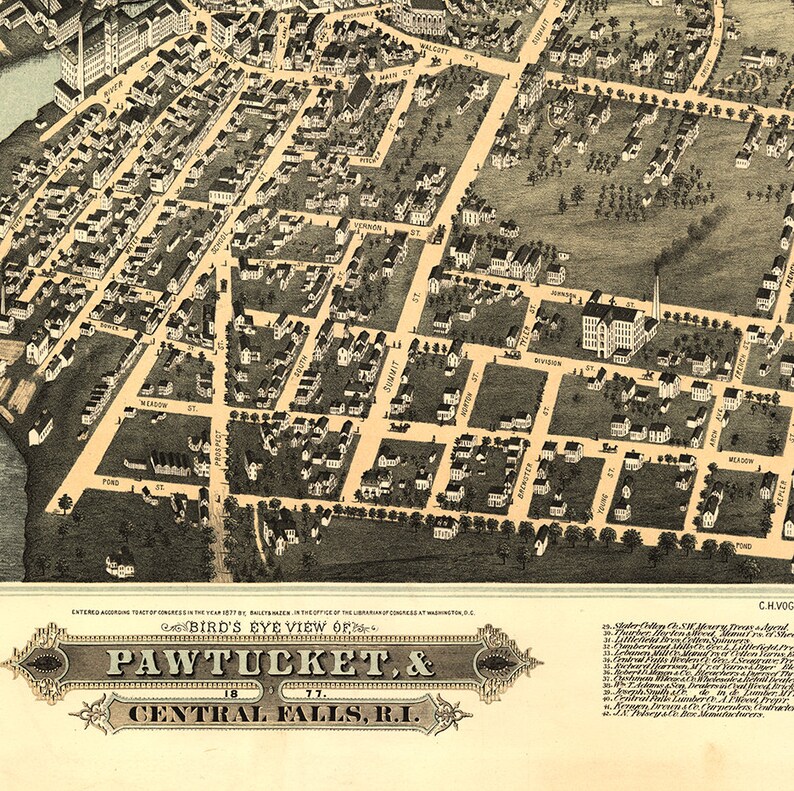 Map of Pawtucket & Central Falls Providence Co. Rhode Island - Etsy