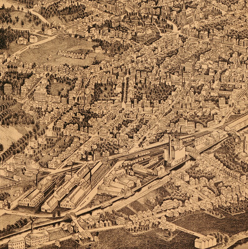 Map of Schenectady, New York, NY. 1882. Vintage Restoration Hardware ...