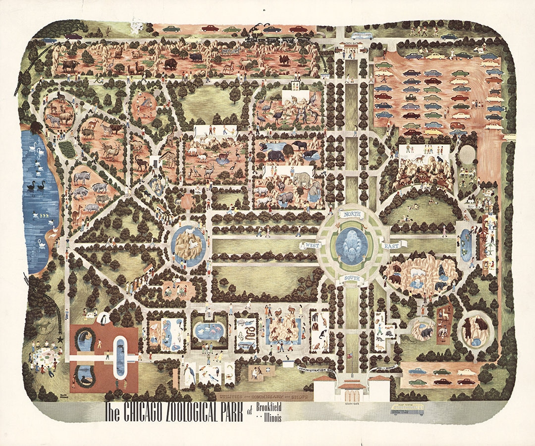 Pictorial Map of Brookfield Zoo (chicago Zoological Park). Home Deco ...