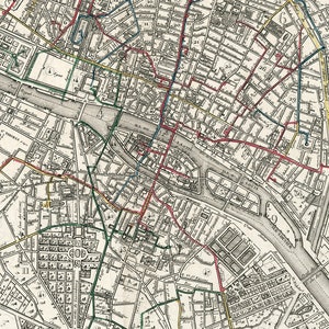 Map of Paris, France, 1820. Restoration Hardware Home Deco Style Old ...