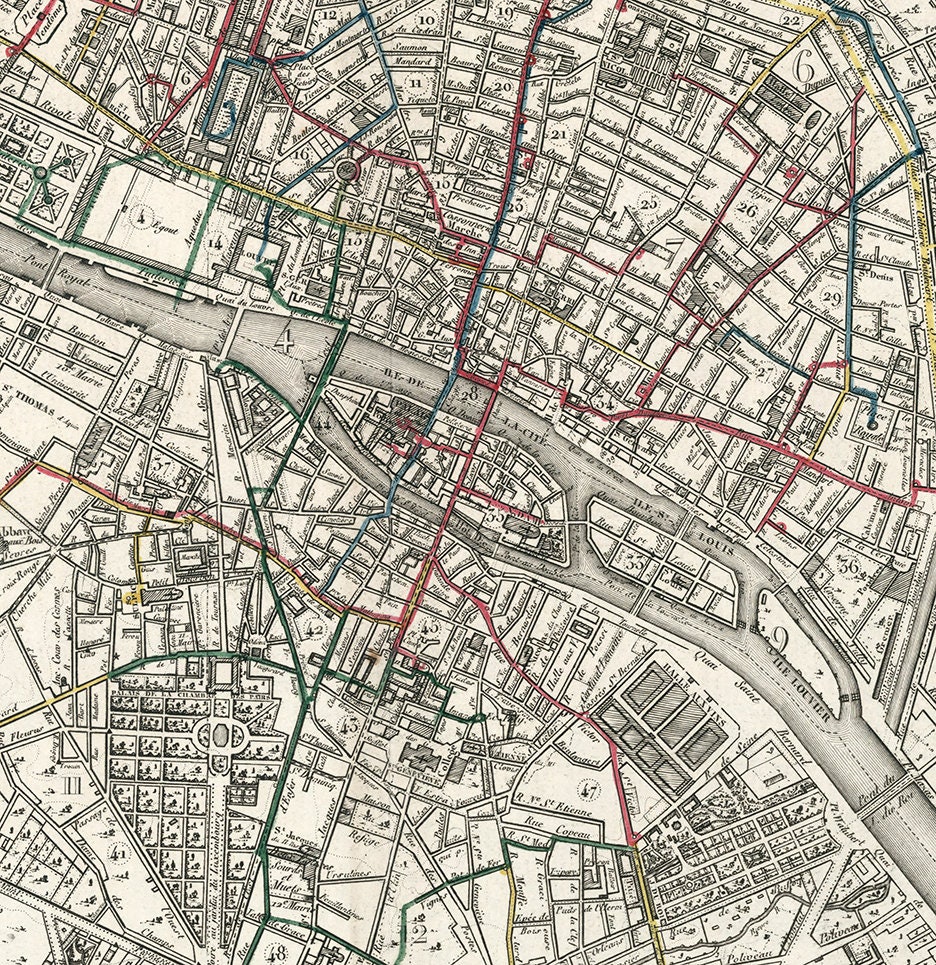 Map of Paris France 1820. Restoration Hardware Home Deco | Etsy
