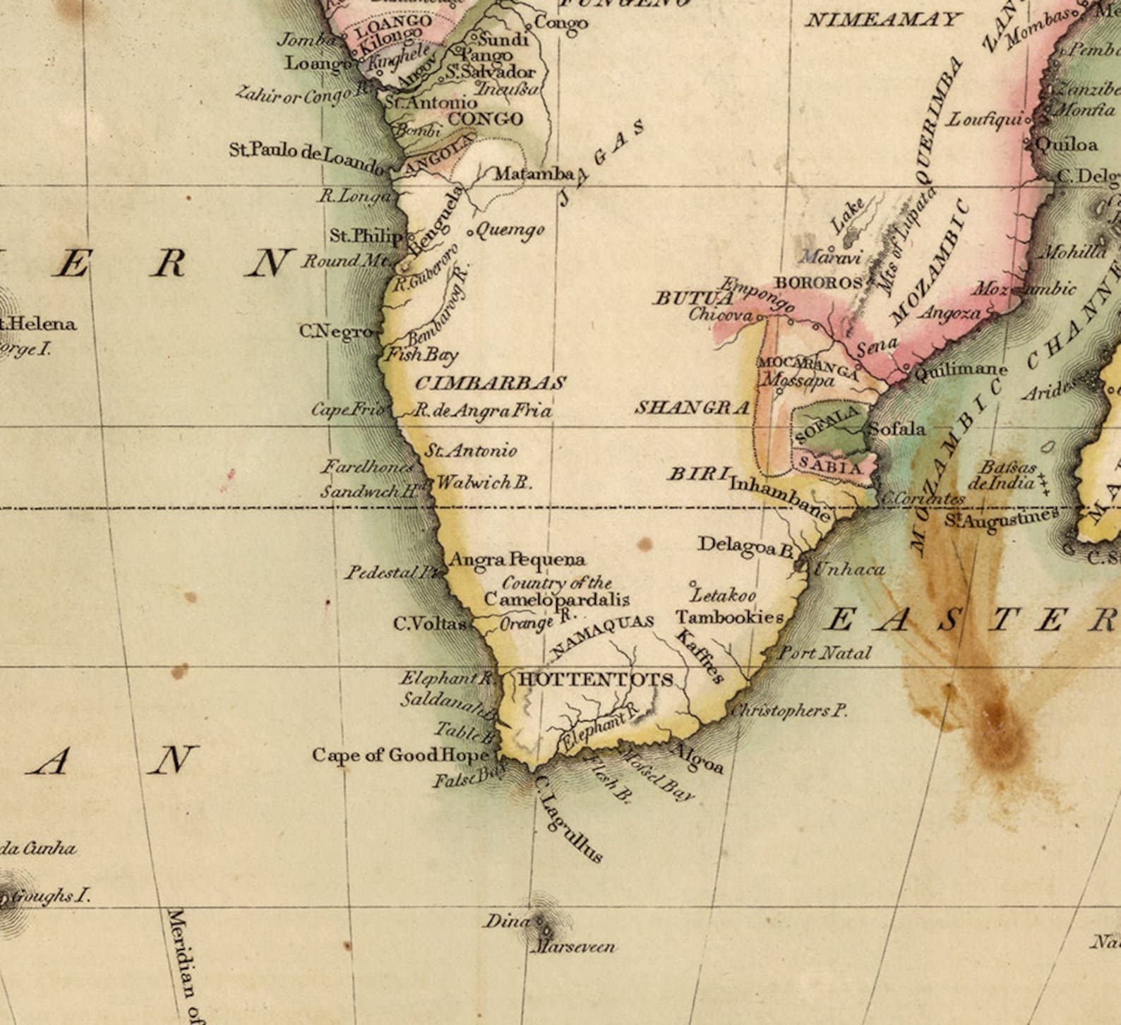 Map of Africa 1814. Vintage restoration hardware home Deco | Etsy
