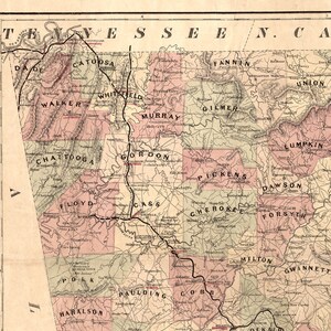 Map of State of Georgia. 1864 Vintage Restoration Hardware Home Deco ...