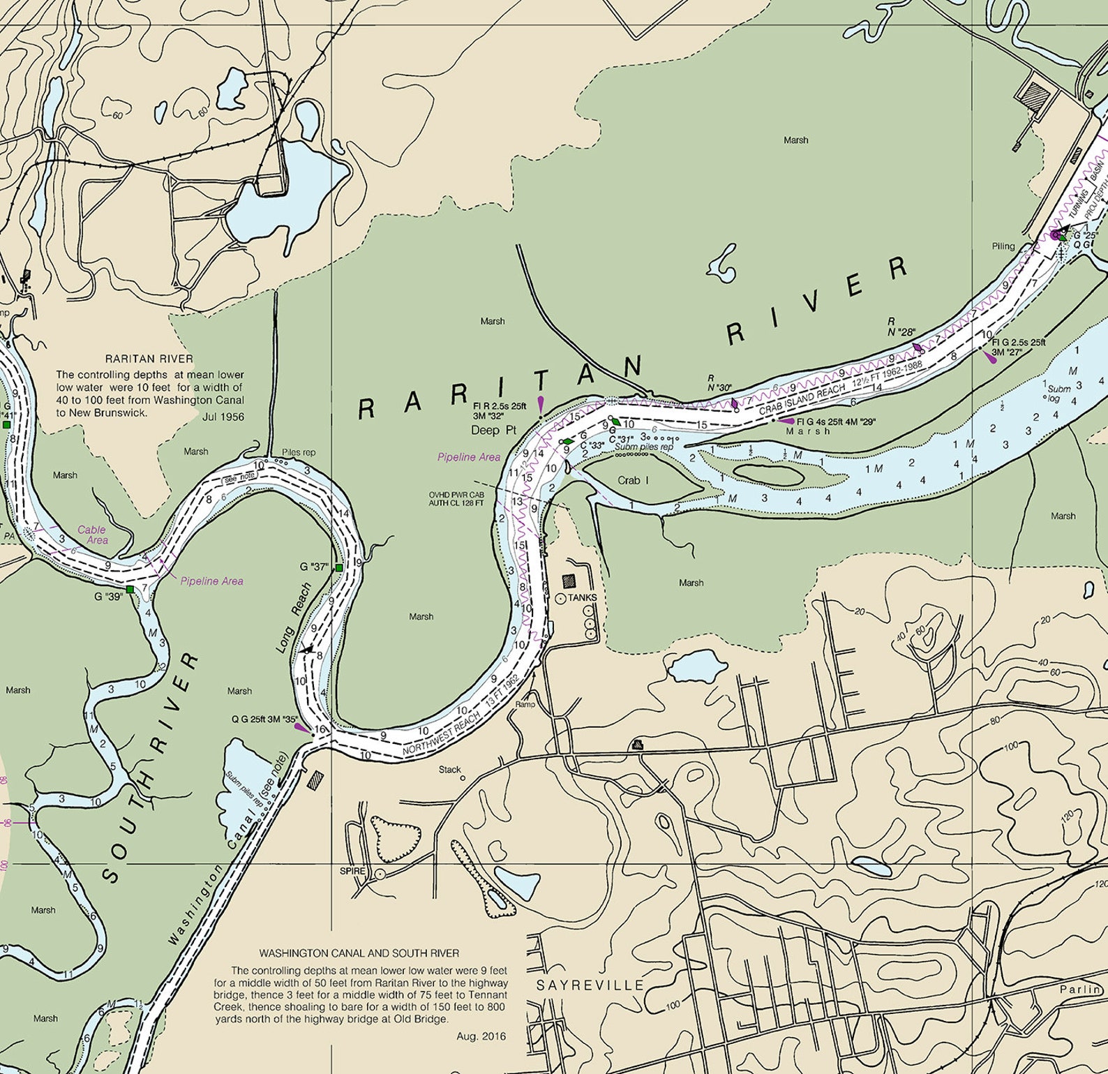 Nautical Chart of Raritan River Raritan Bay to New Brunswick. 12332 ...