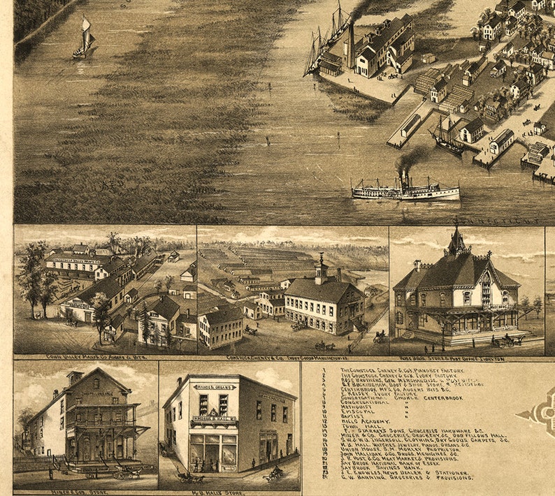 Map of Essex, Centerbrook & Ivoryton, Middlesex County, Connecticut CT ...