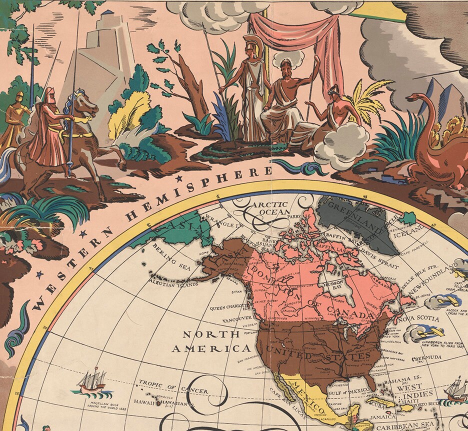 The New Map of the World. 1928. Vintage Restoration Hardware | Etsy