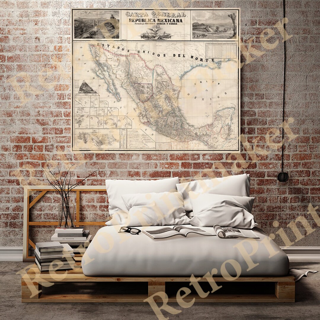 Map of Mexico 1863. Carta General De La Republica Mexicana. Vintage ...