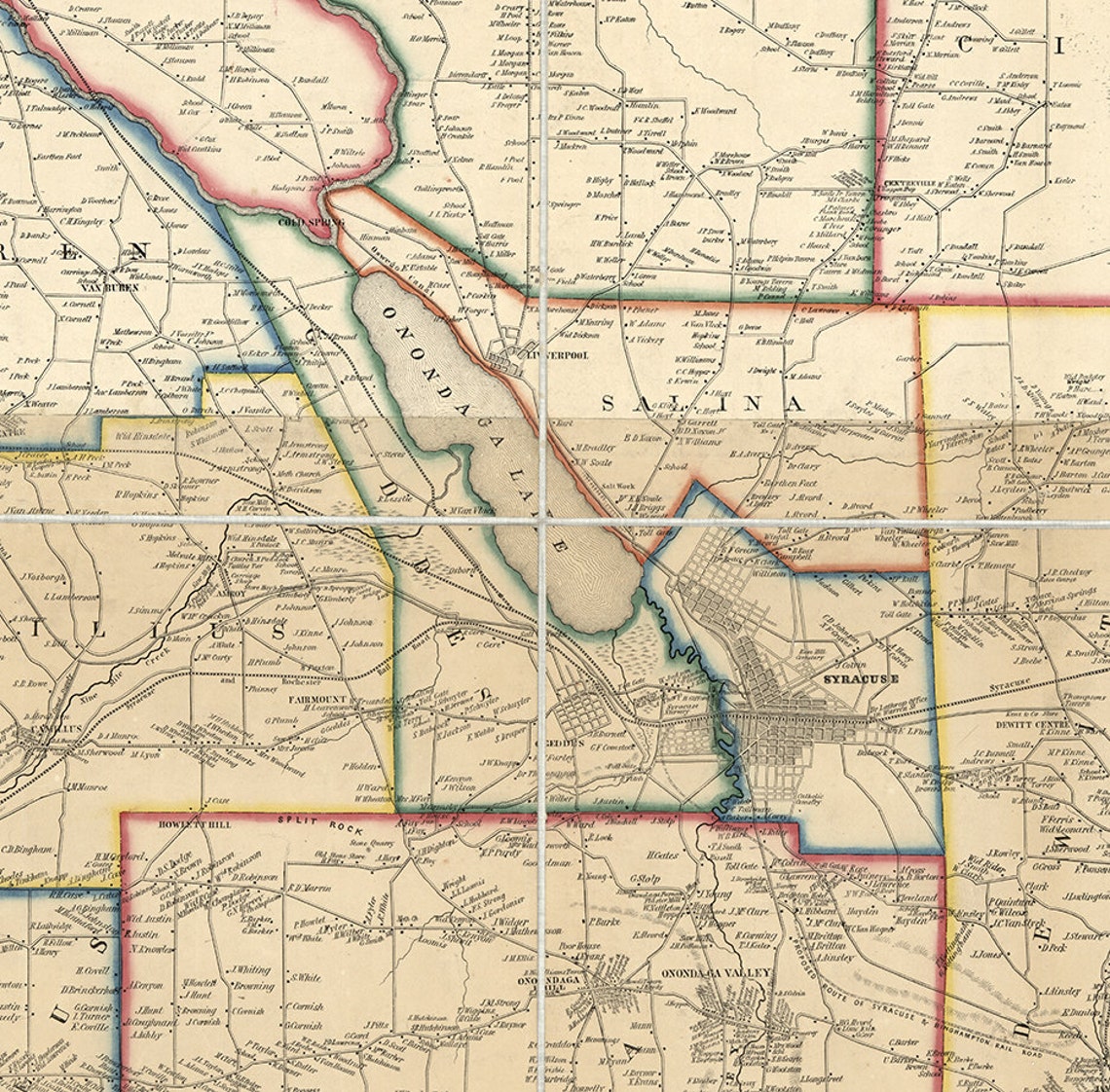 Map of Onondaga County New York NY. 1852. Vintage | Etsy
