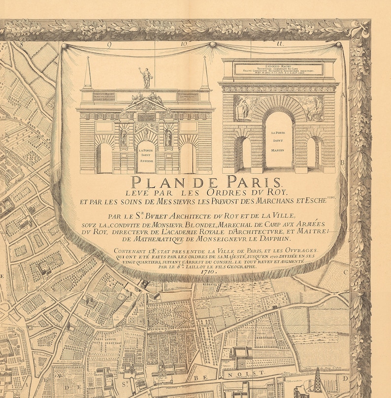 Plan De Paris. France 1710. Home Deco Style Old Wall Map. - Etsy