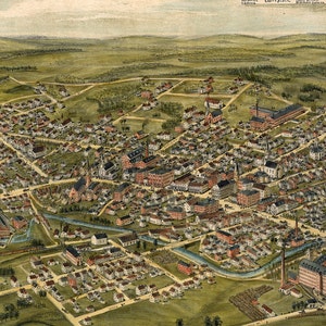 Map of Webster, Massachusetts (MA.) 1892. Worcester County. Vintage ...