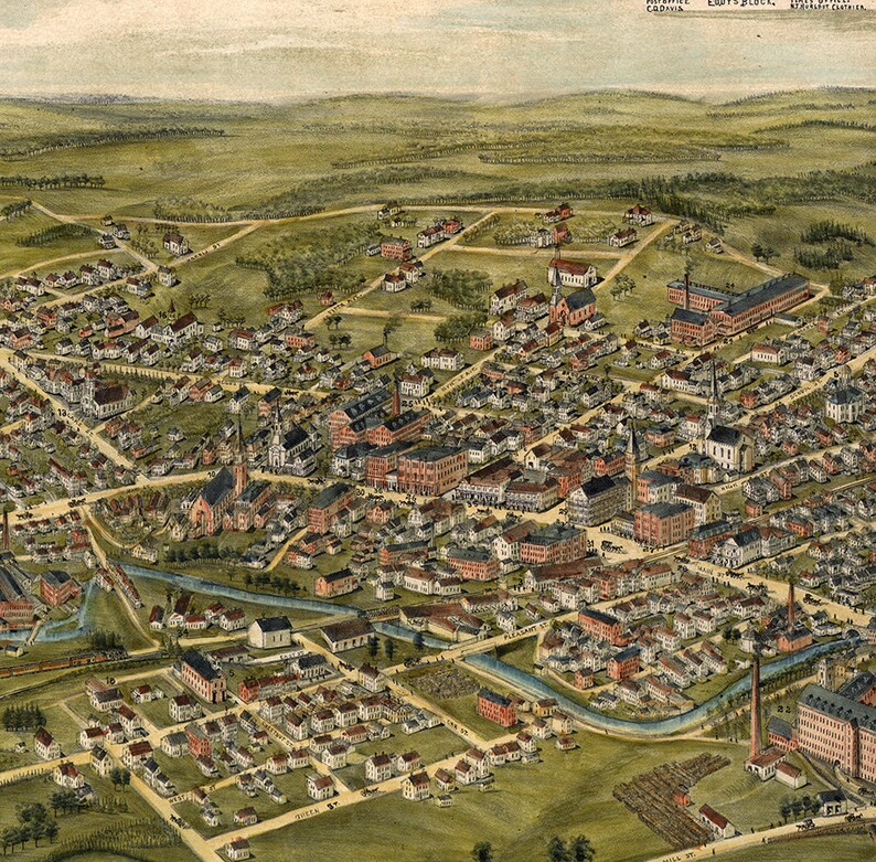 Map of Webster Massachusetts MA. 1892. Worcester County. | Etsy