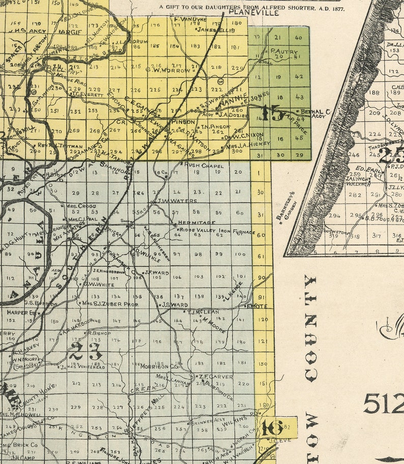 Map Of Floyd County Georgia 1895 Vintage Restoration Etsy