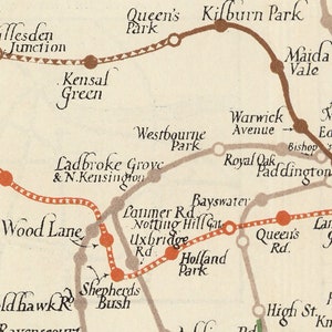 Map of London Underground. 1922. Vintage Home Deco Style Old Wall ...
