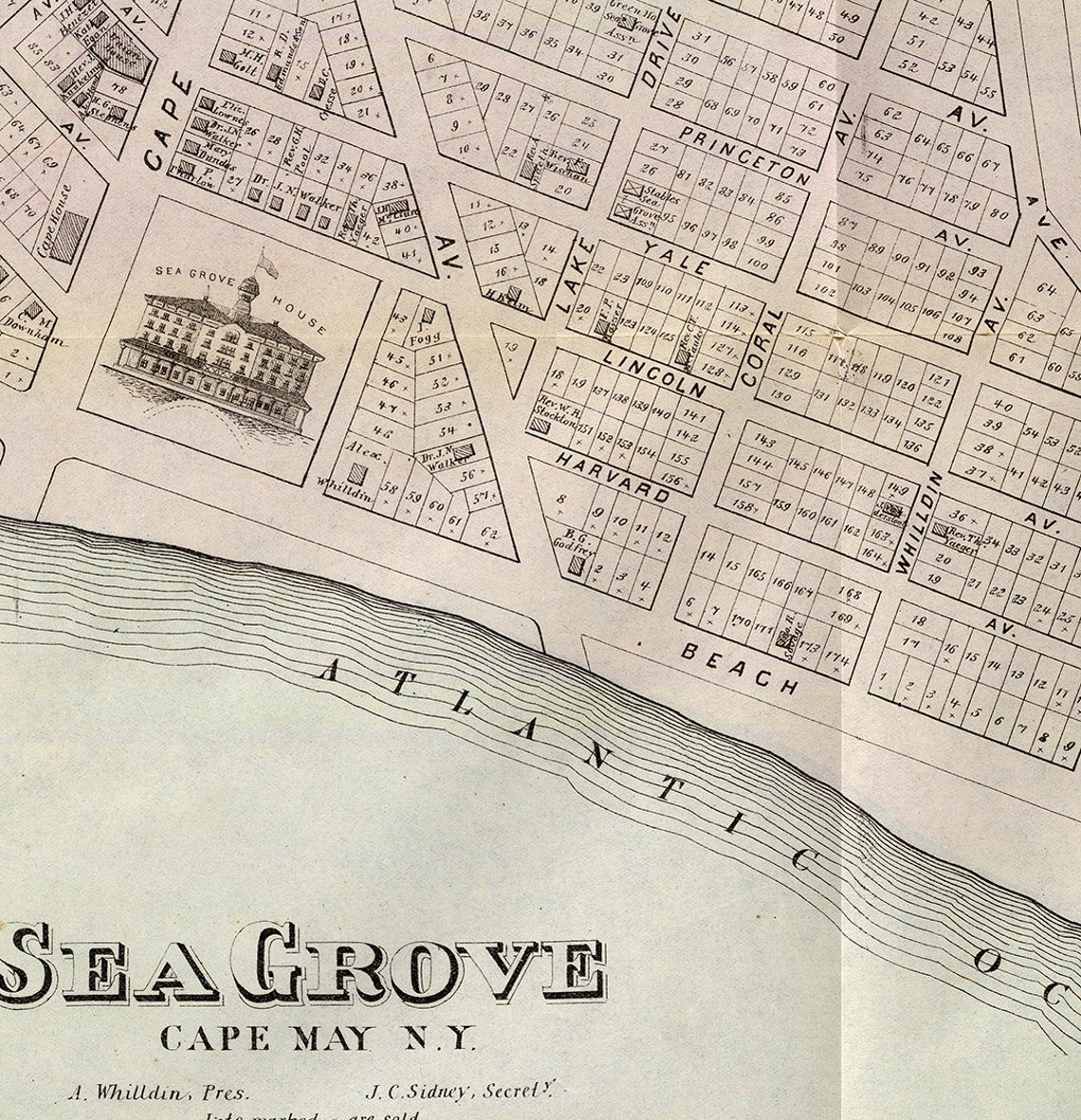 Map of Cape May City and Sea Grove New Jersey 18782. Vintage - Etsy