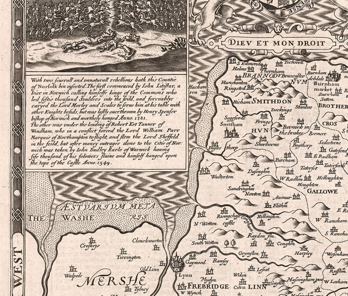 Map of Norfolk England 1675. Restoration Hardware Home Deco | Etsy