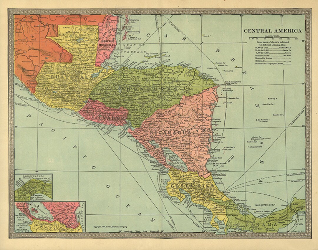 Map of Central America, 1903. Vintage Restoration Hardware Home Deco ...