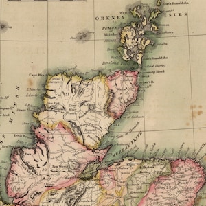 Map of Scotland 1814. Vintage Restoration Hardware Home Deco Style Old ...