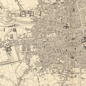 Map of City of Dublin, Ireland, 1851. Vintage Home Deco Style Old Wall ...