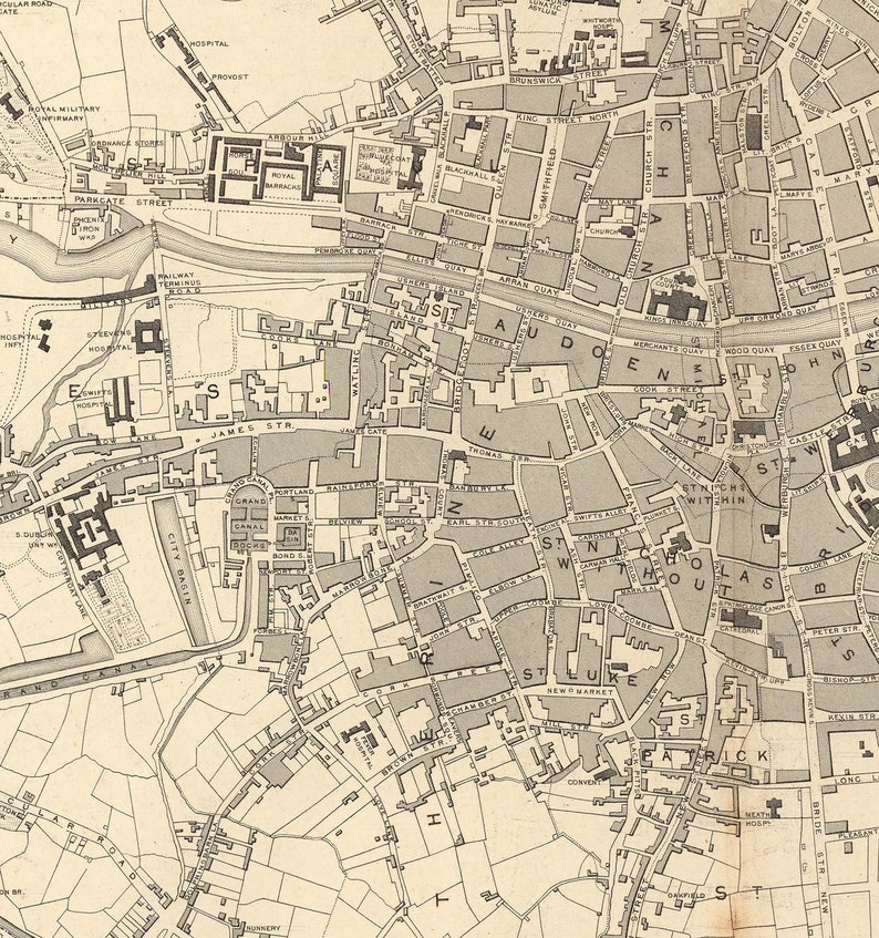 Map of City of Dublin Ireland 1851. Vintage Home Deco Style - Etsy