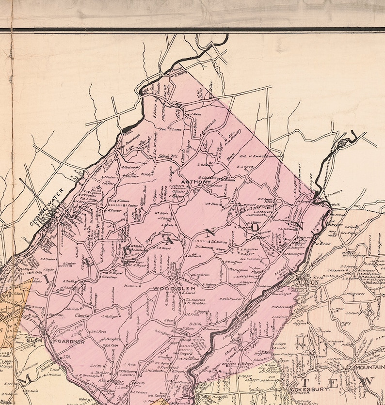 Map of Hunterdon County New Jersey 1902. Vintage Restoration - Etsy