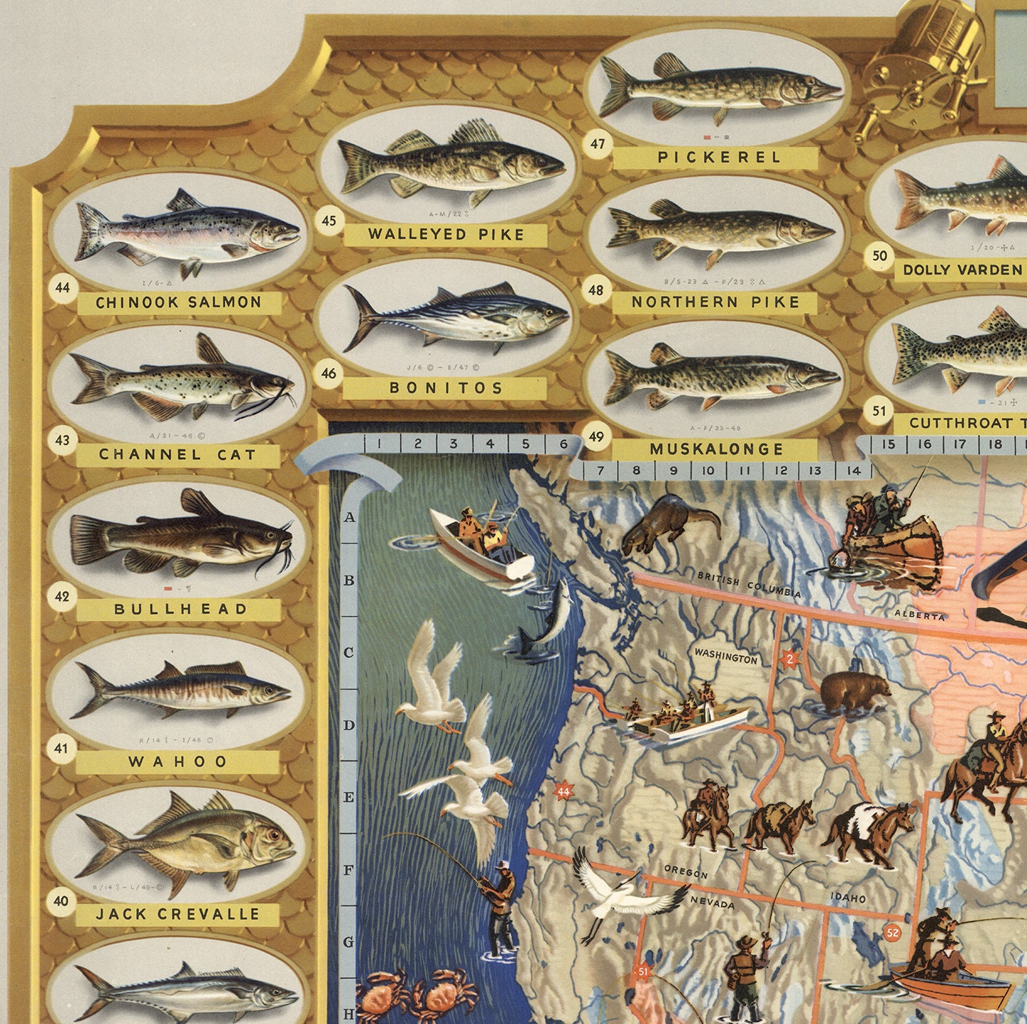 Game Fish Cyclopedia Map of the United States and Neighboring - Etsy