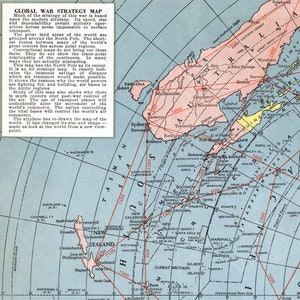 Polar Azimuthal Equidistant Projection. Flat Earth Map. 1943 WWII Wall ...