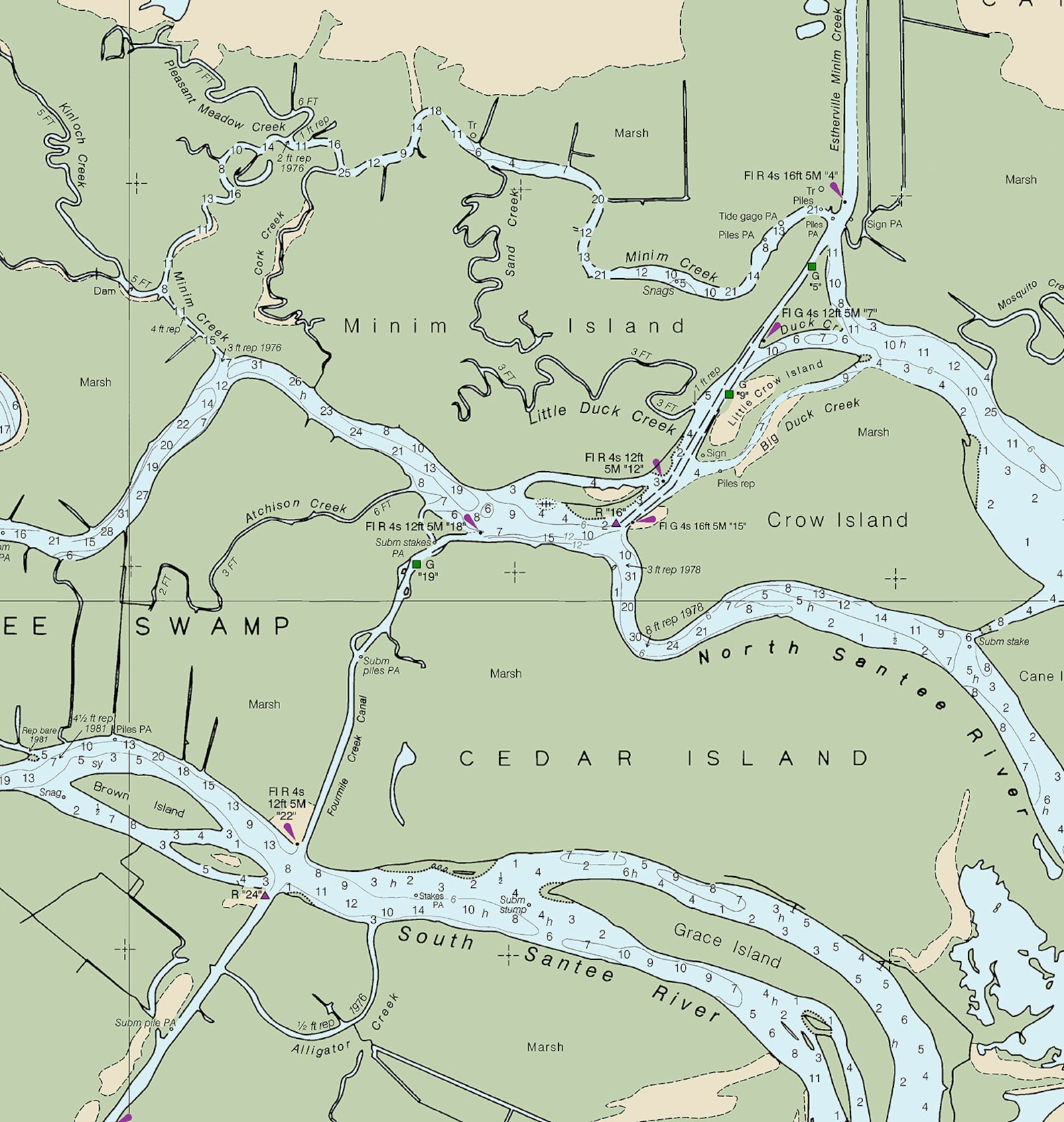 Winyah Bay SC Map – NOAA Nautical Chart 11532 Reproduction Wall Art ...