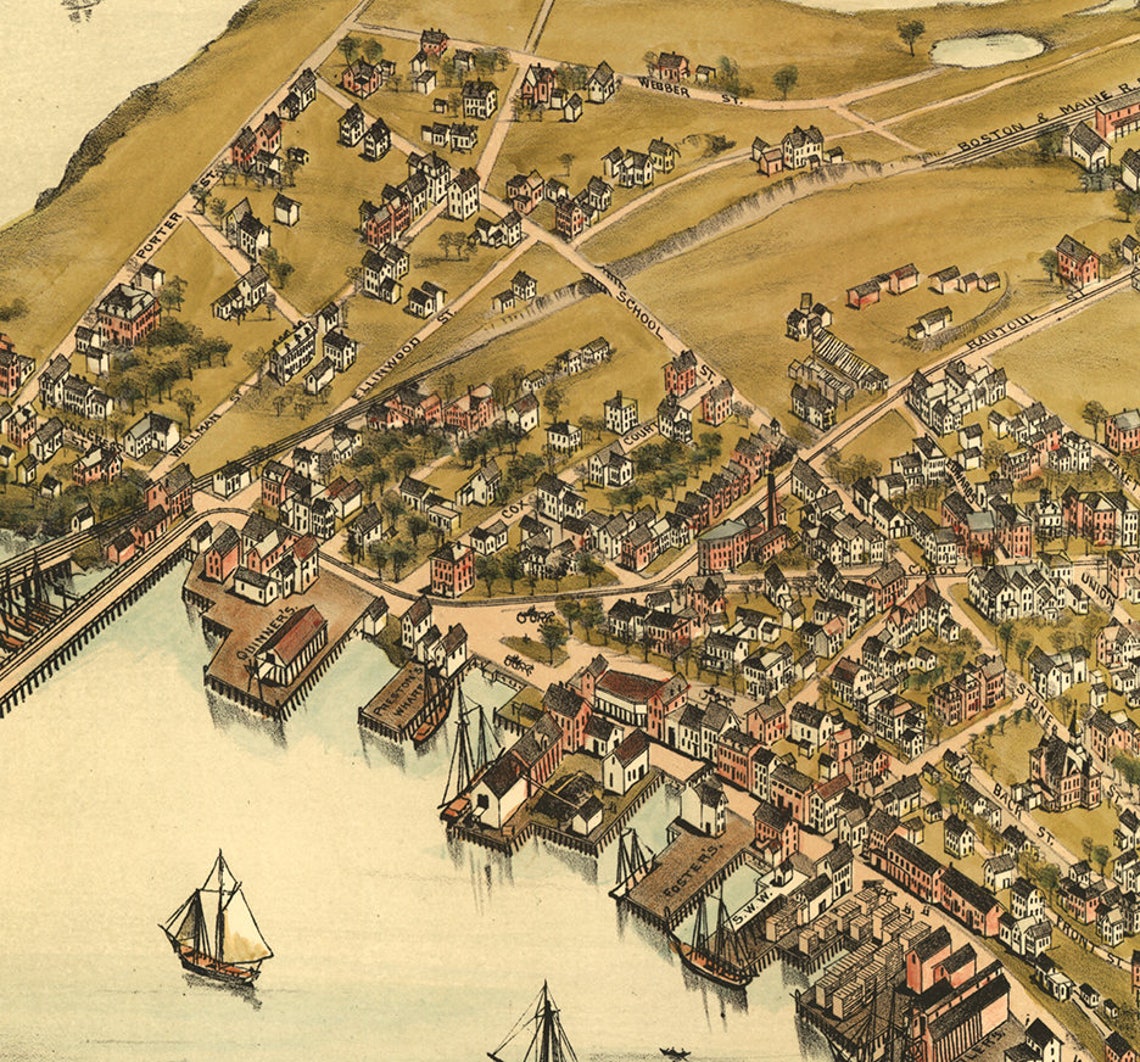 Map of Beverly Essex County Massachusetts MA. 1886. - Etsy