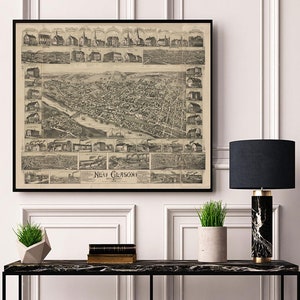 Map of New Glasgow, Nova Scotia, Canada. 1889. Vintage Home Deco Style ...