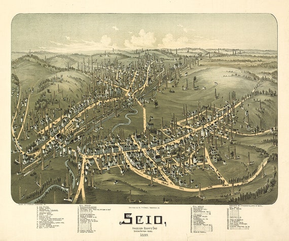 Map of Scio Harrison Co. Ohio. 1899. Home Deco Style Old | Etsy
