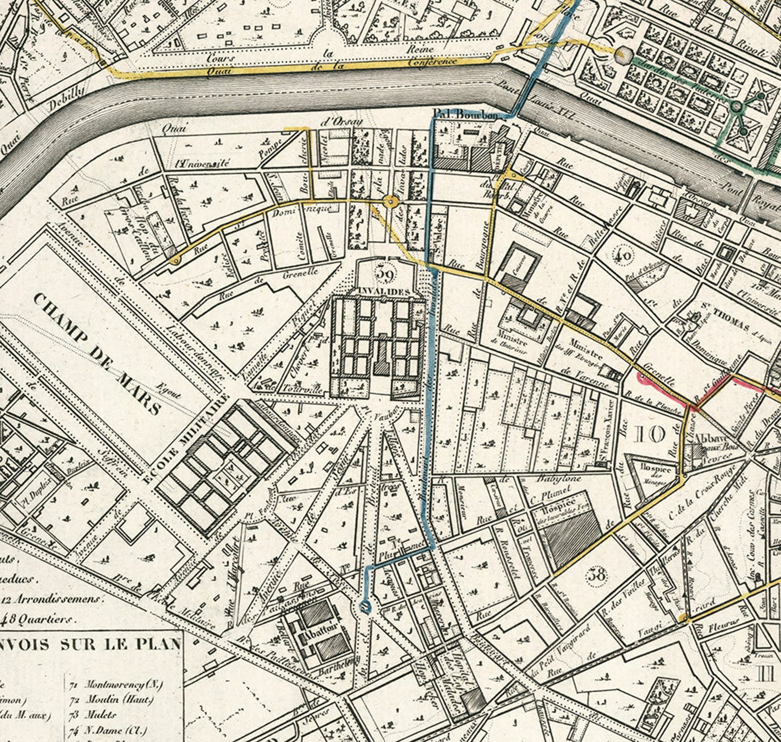 Map of Paris, France, 1820. Restoration Hardware Home Deco Style Old ...