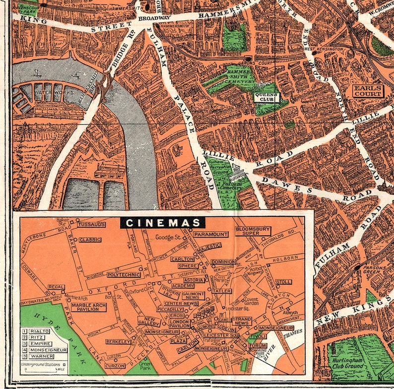Pictorial Map of London England U.K. 1925. Vintage | Etsy