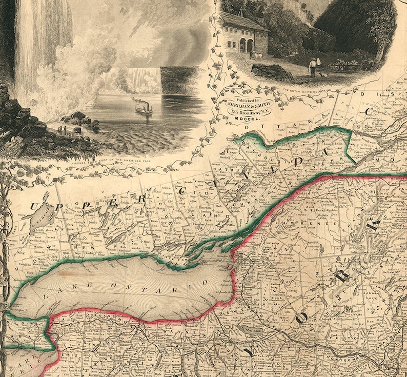 Map of Railroad Steam Boat & Stage Route Map of New England | Etsy