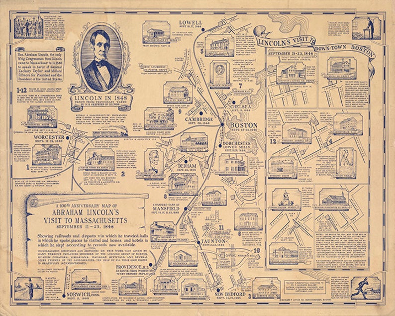 The 100th Anniversary Map of Abraham Lincoln Visit to - Etsy