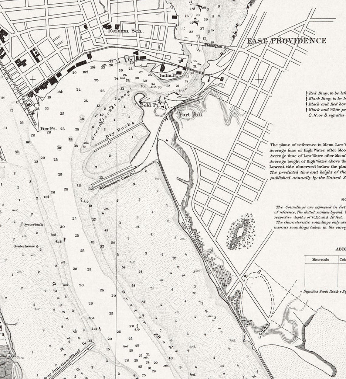 Map of Providence Harbor Nautical Charts Rhode Island RI. - Etsy