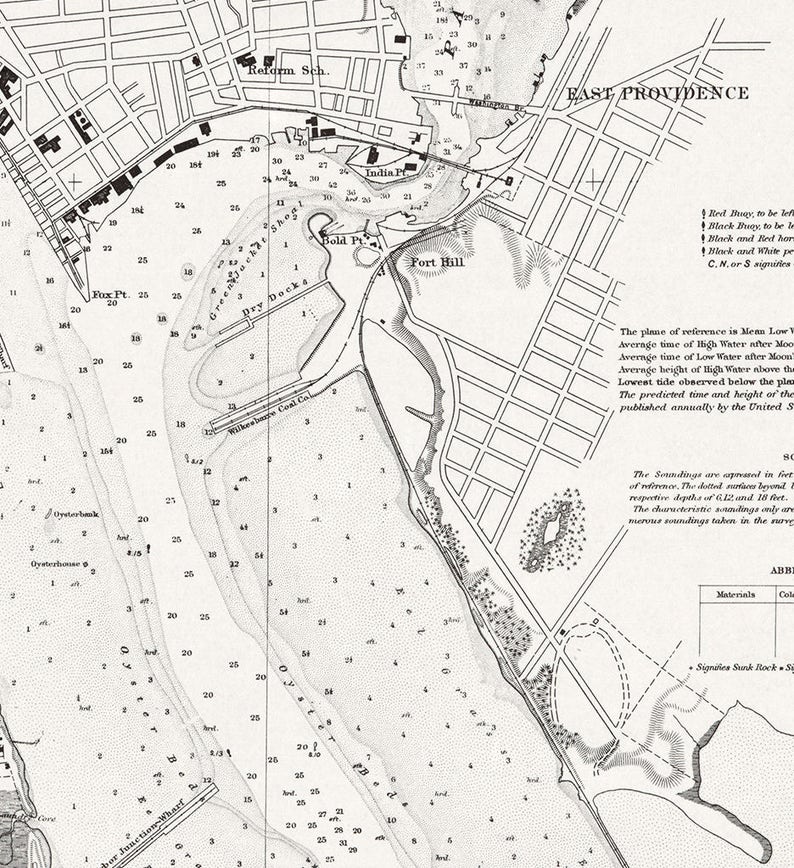 Map of Providence Harbor Nautical Charts Rhode Island RI. - Etsy