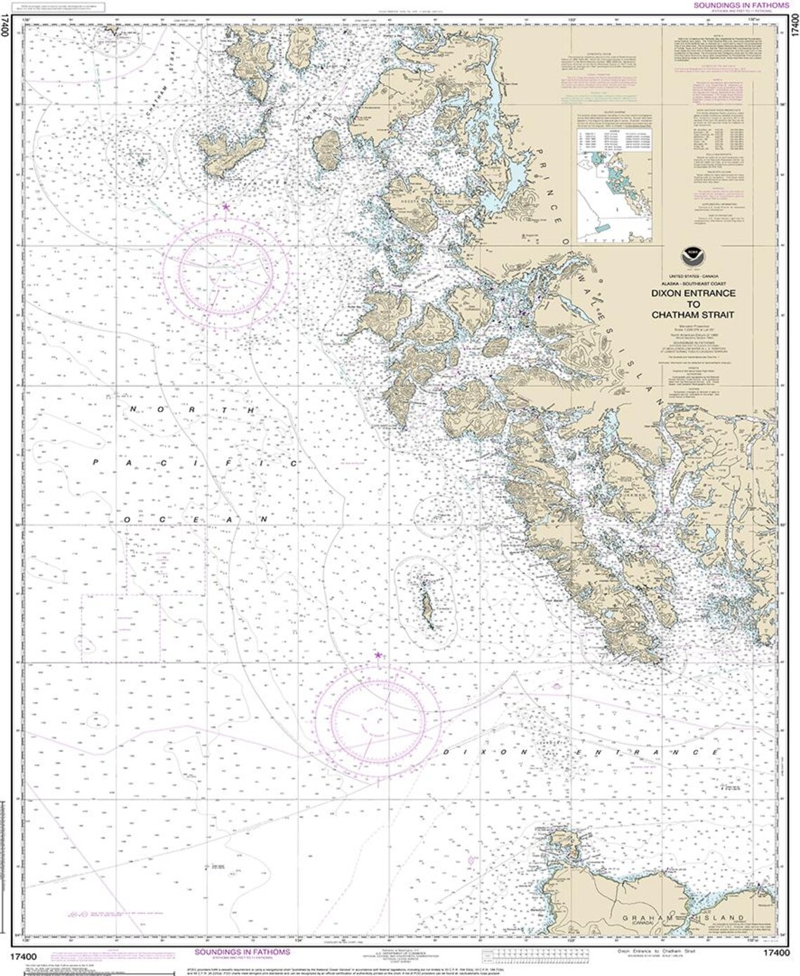 NOAA Nautical Charts of Dixon Entrance to Chatham Strait. Alaska and ...
